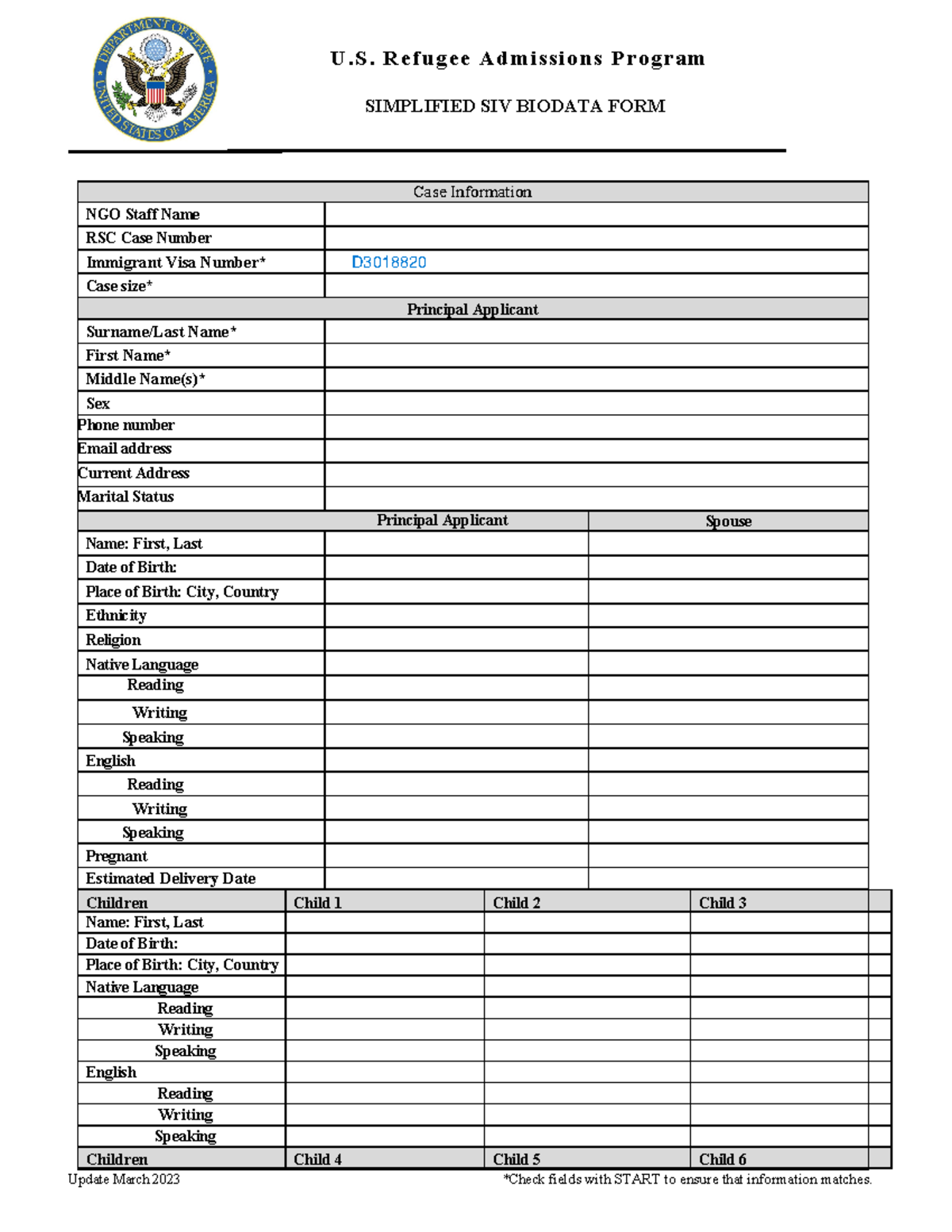 Simplified SIV Biodata Form March 2023 - U. Refugee Admissions Program ...