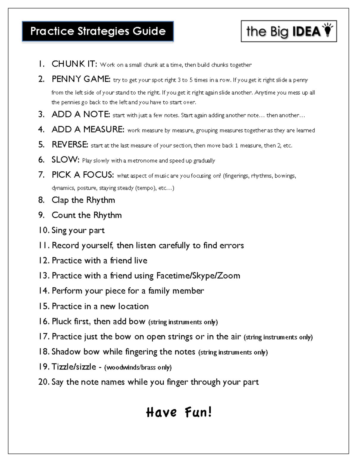 Elementary Practice Strategies 2021 - Practice Strategies Guide 1 ...