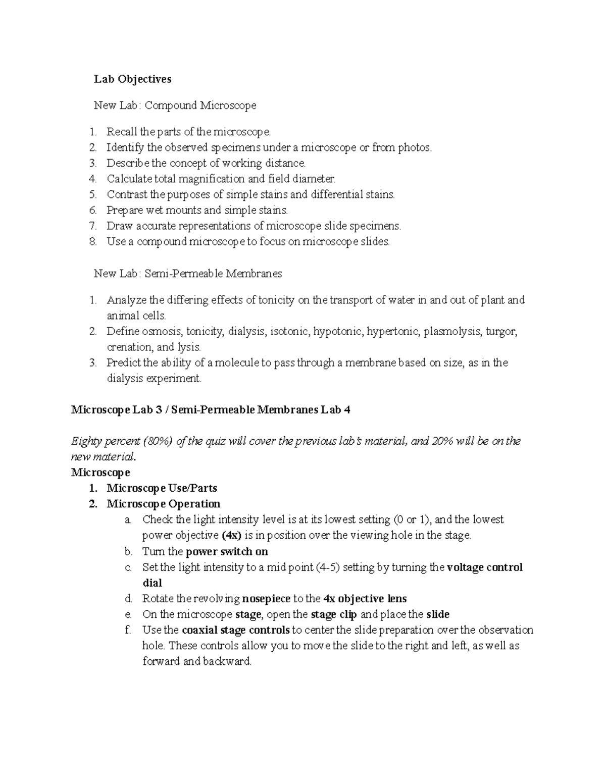 BIO 1107 Summer Microscope Semi-Permeable Membranes Lab - Lab ...