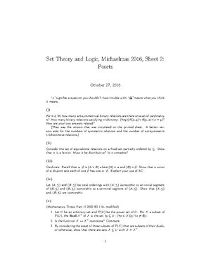 Logic and Set Theory 2016-2017 Example Sheet 1 - Set Theory and Logic, Michaelmas 2016, Sheet 1 ...