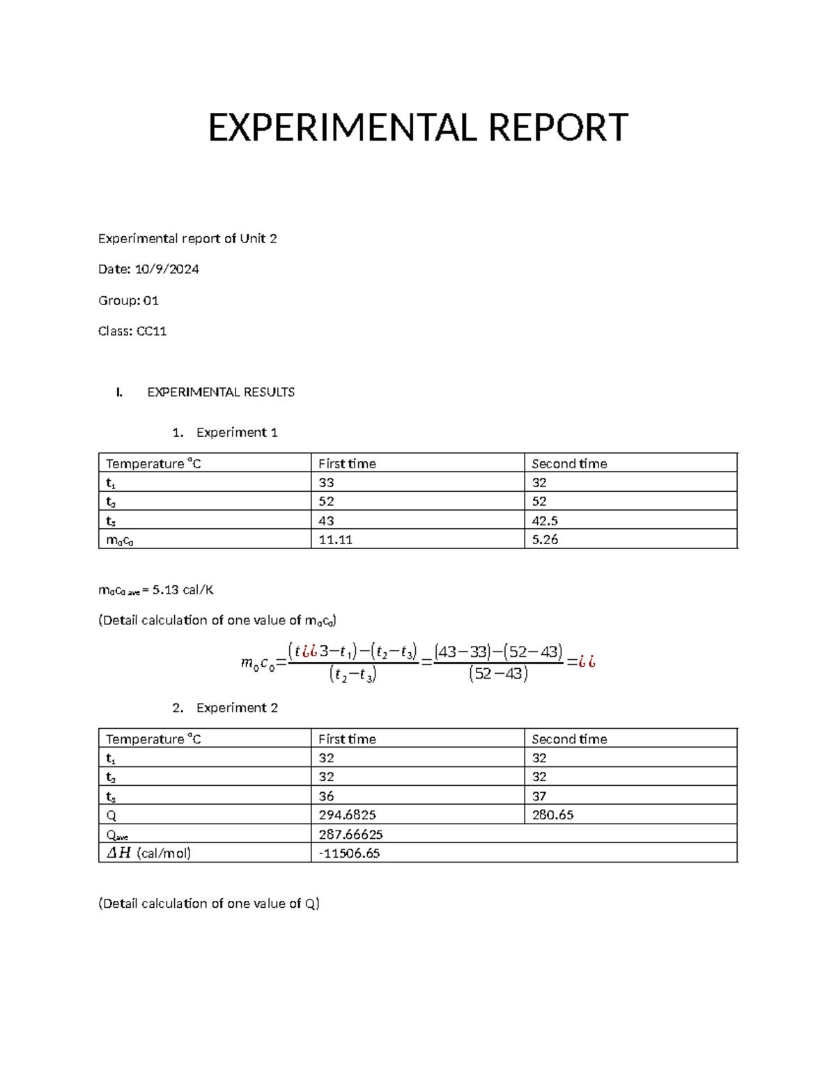 Experimental 20 Report - EXPERIMENTAL REPORT Experimental report of ...