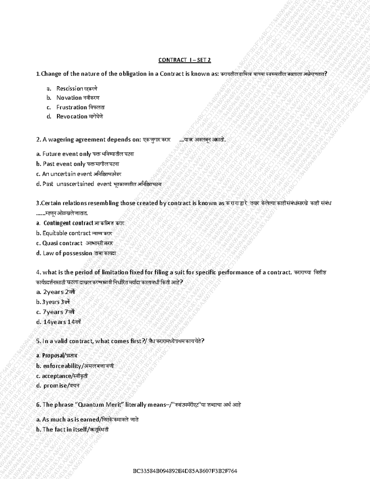 Labour law question papers - CONTRACT I – SET 2 1 of the nature of the ...