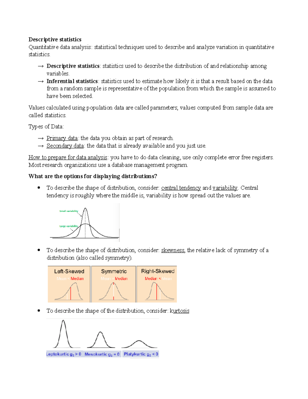 CH.8 Graphs and Statistics - Descriptive statistics Quantitative data ...
