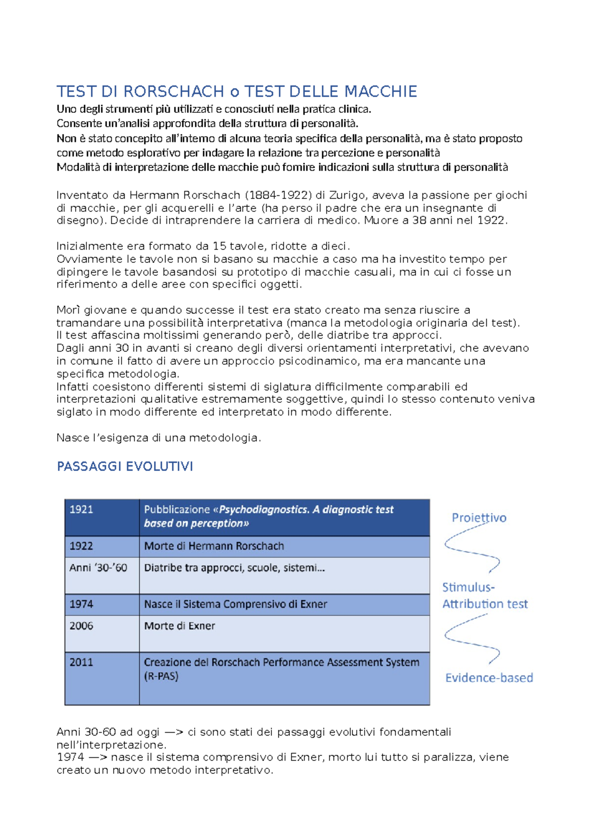 TEST DI Rorschach o TEST Delle Macchie - TEST DI RORSCHACH o TEST DELLE ...