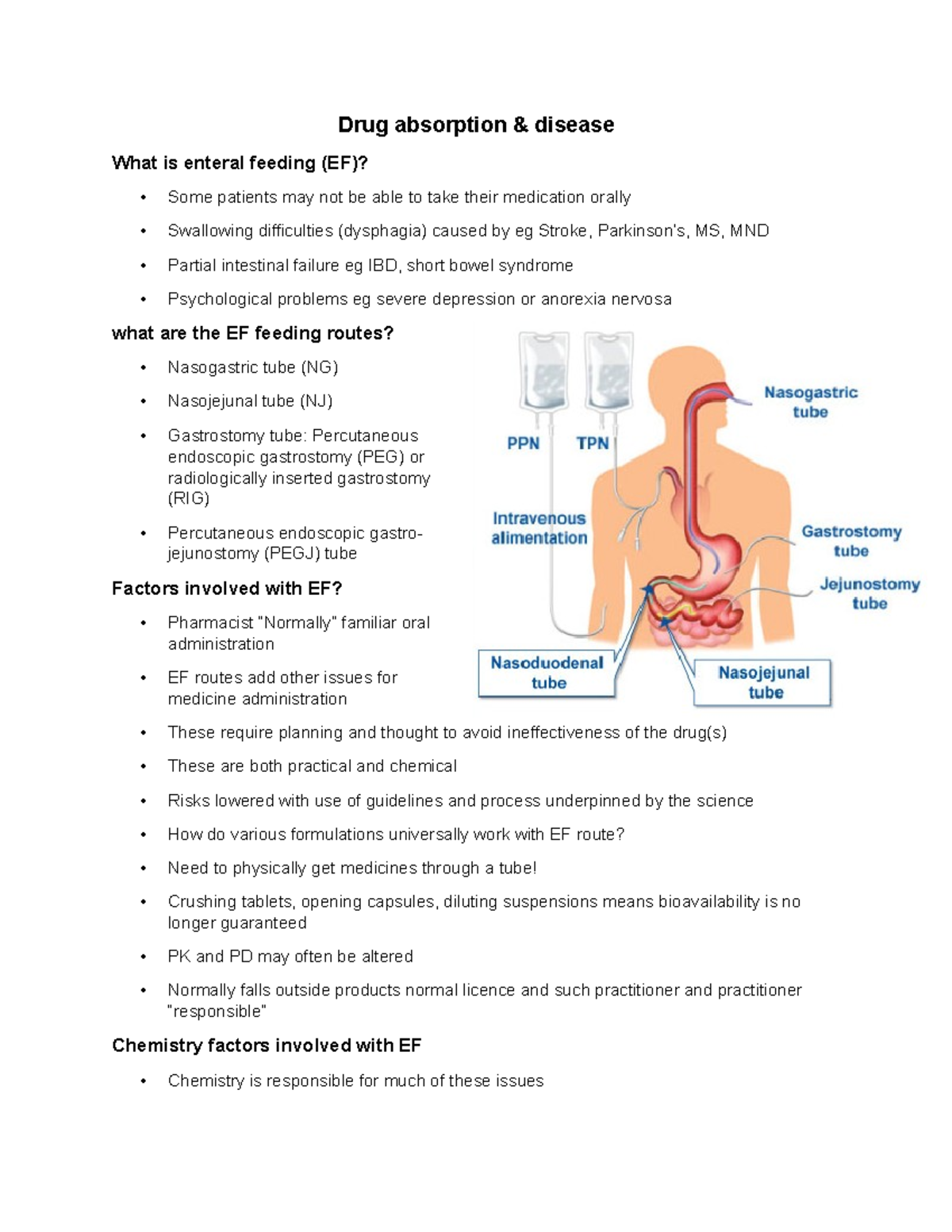 Lecture 7 - GDGS - Drug absorption & disease What is enteral feeding ...