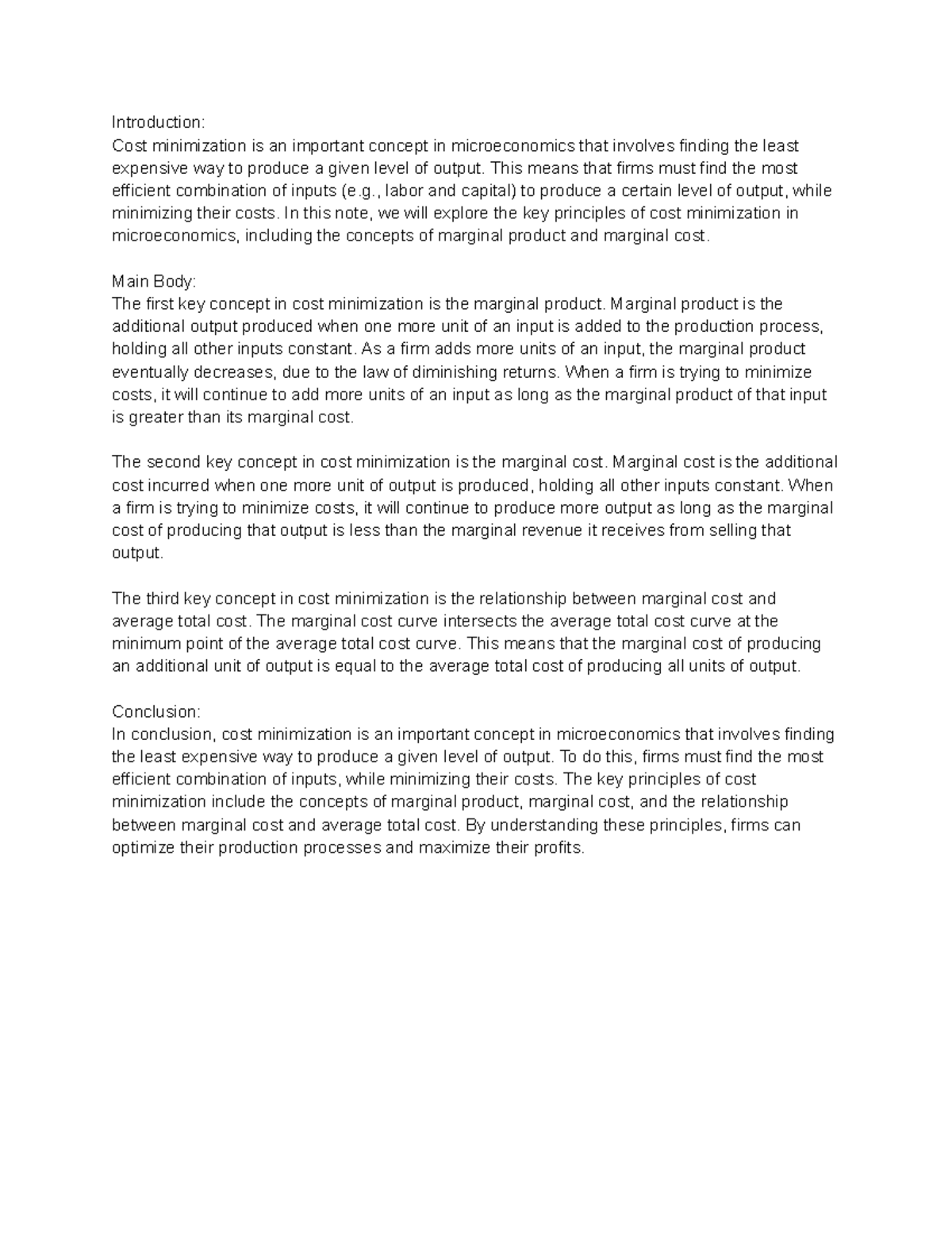 Understanding the Concept of Cost Minimization in Microeconomics ...