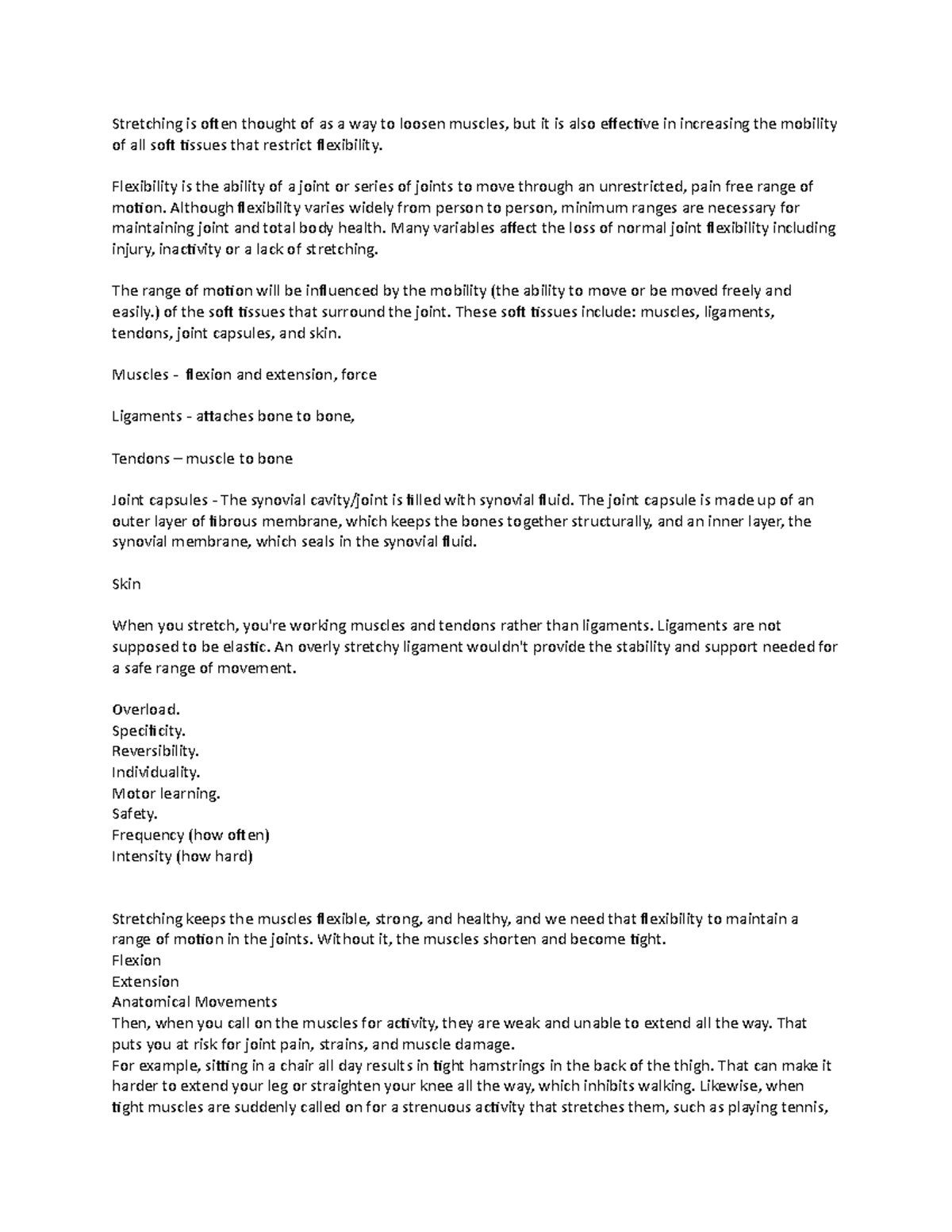 Outline - Stretching Health - Stretching is often thought of as a way ...