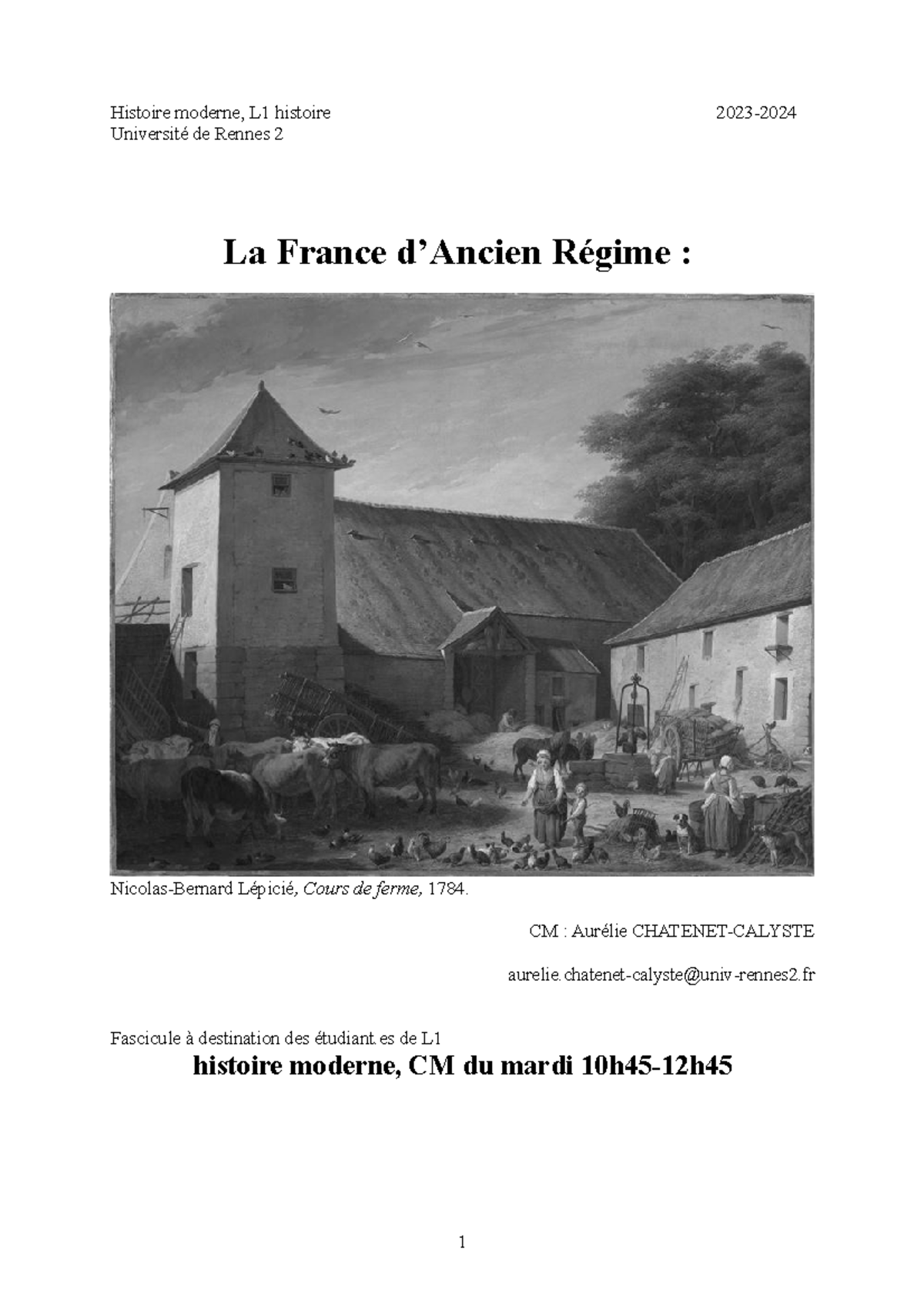 Livret L1 Cm histoire moderne chatenetcalyste 20232024 - Histoire ...