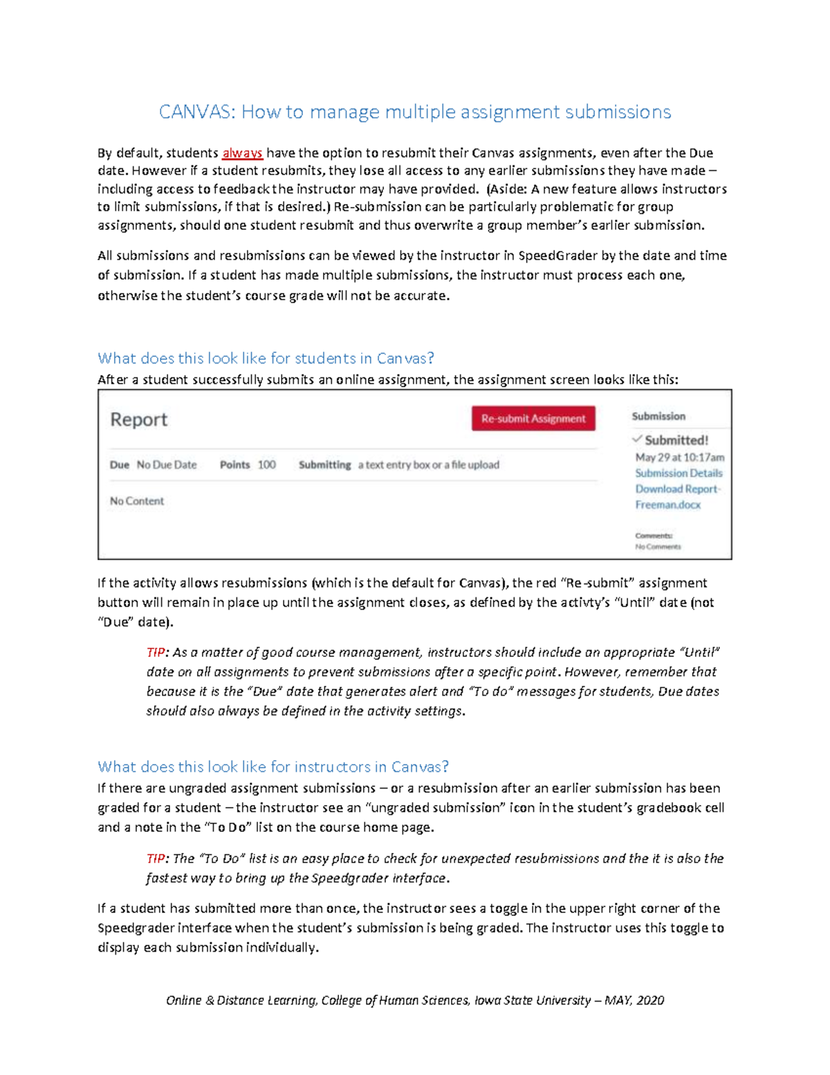Howto Manage Multiple Assignment Submissions Due O Due Date Poln 100 No Content Re Submit 2889