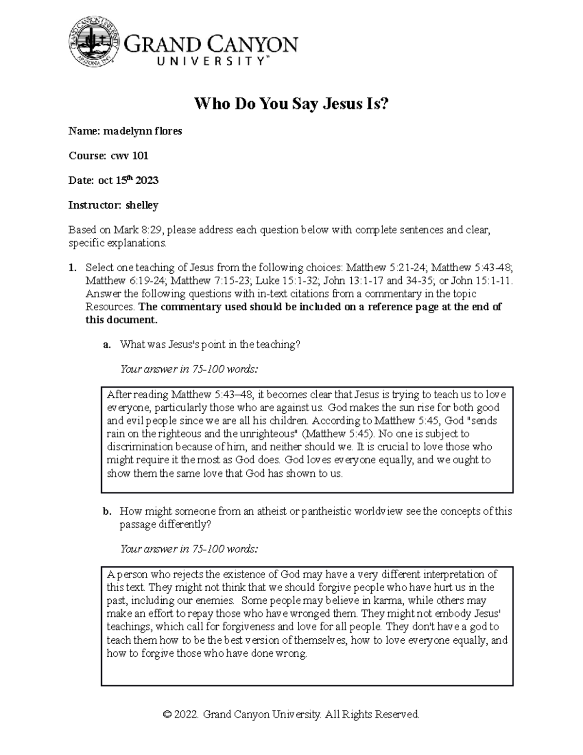 CWV-101Who Do You Say Jesus Is Online - Who Do You Say Jesus Is? Name ...