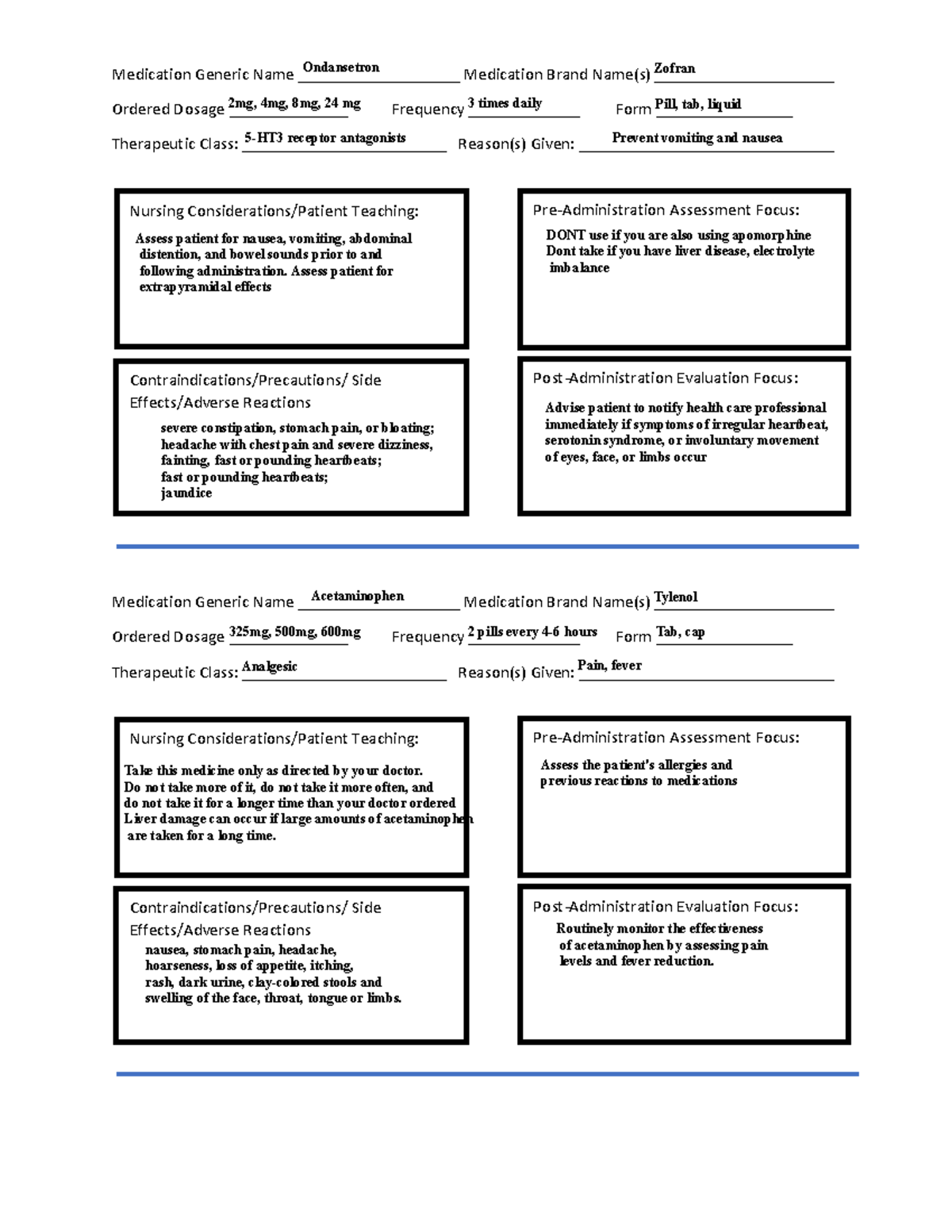Med Card Template Standard Final - Medication Generic Name ...