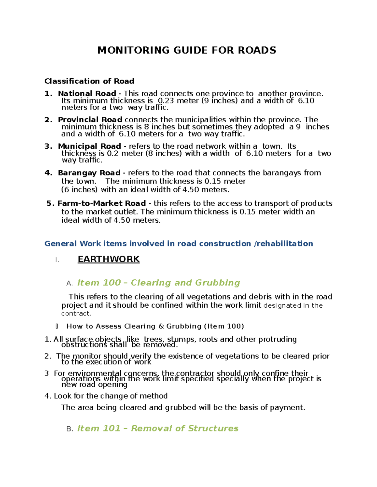 Monitoring guide for roads ansa eap - MONITORING GUIDE FOR ROADS ...