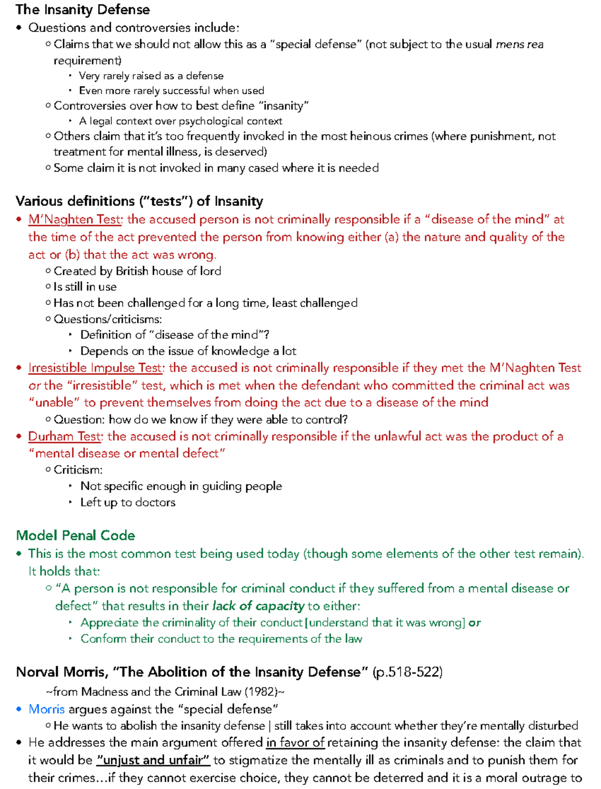 The Insanity Defense: Questions and Controversies - Studocu