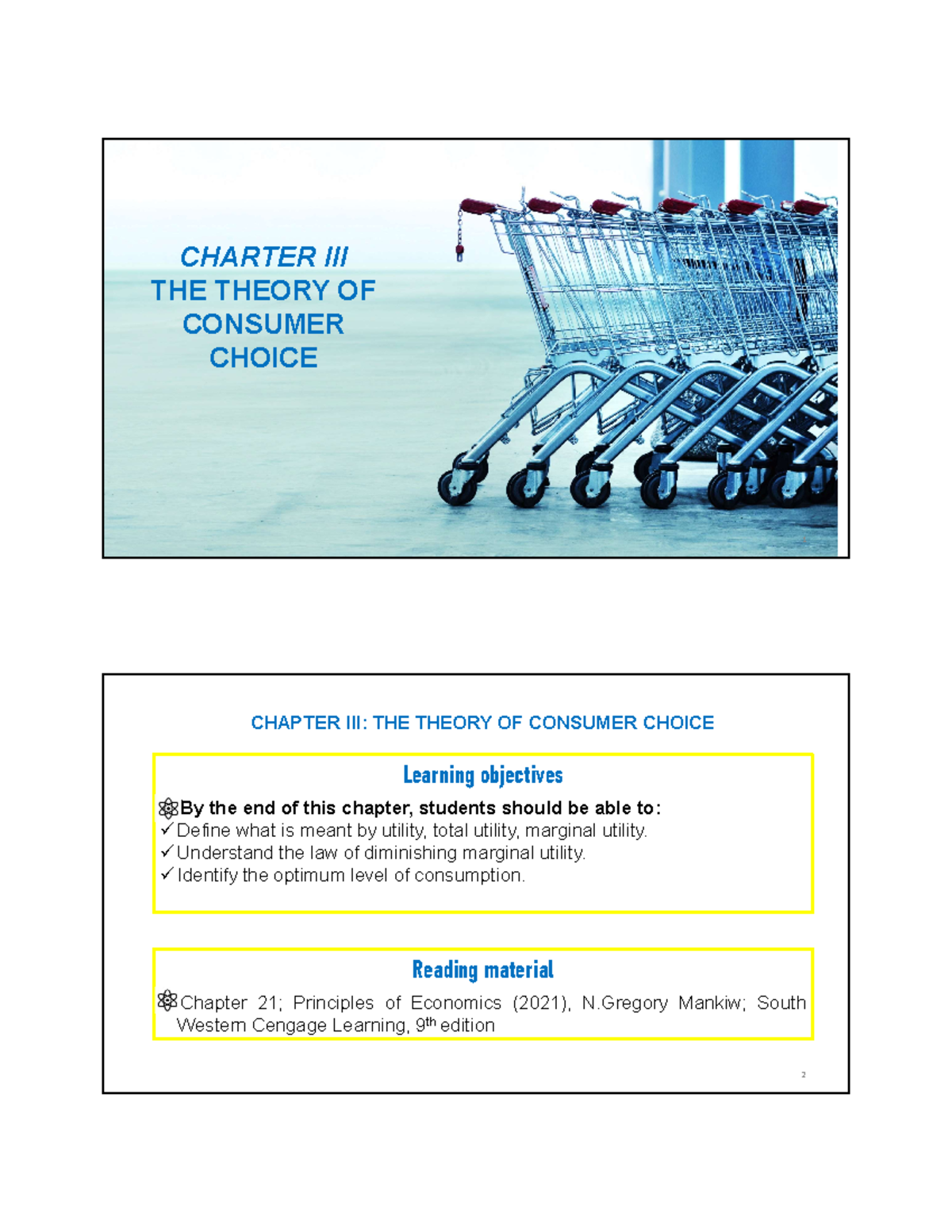 Chapter 3 (ECO49A - handout) - CHARTER III THE THEORY OF CONSUMER ...