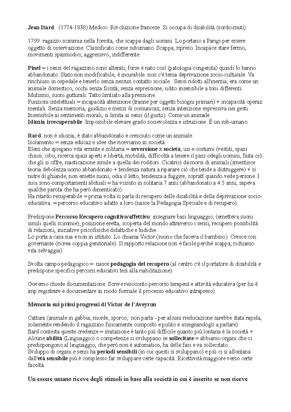 Storia della Pedagogia Itard - Jean Itard (1774-1838) Medico ...