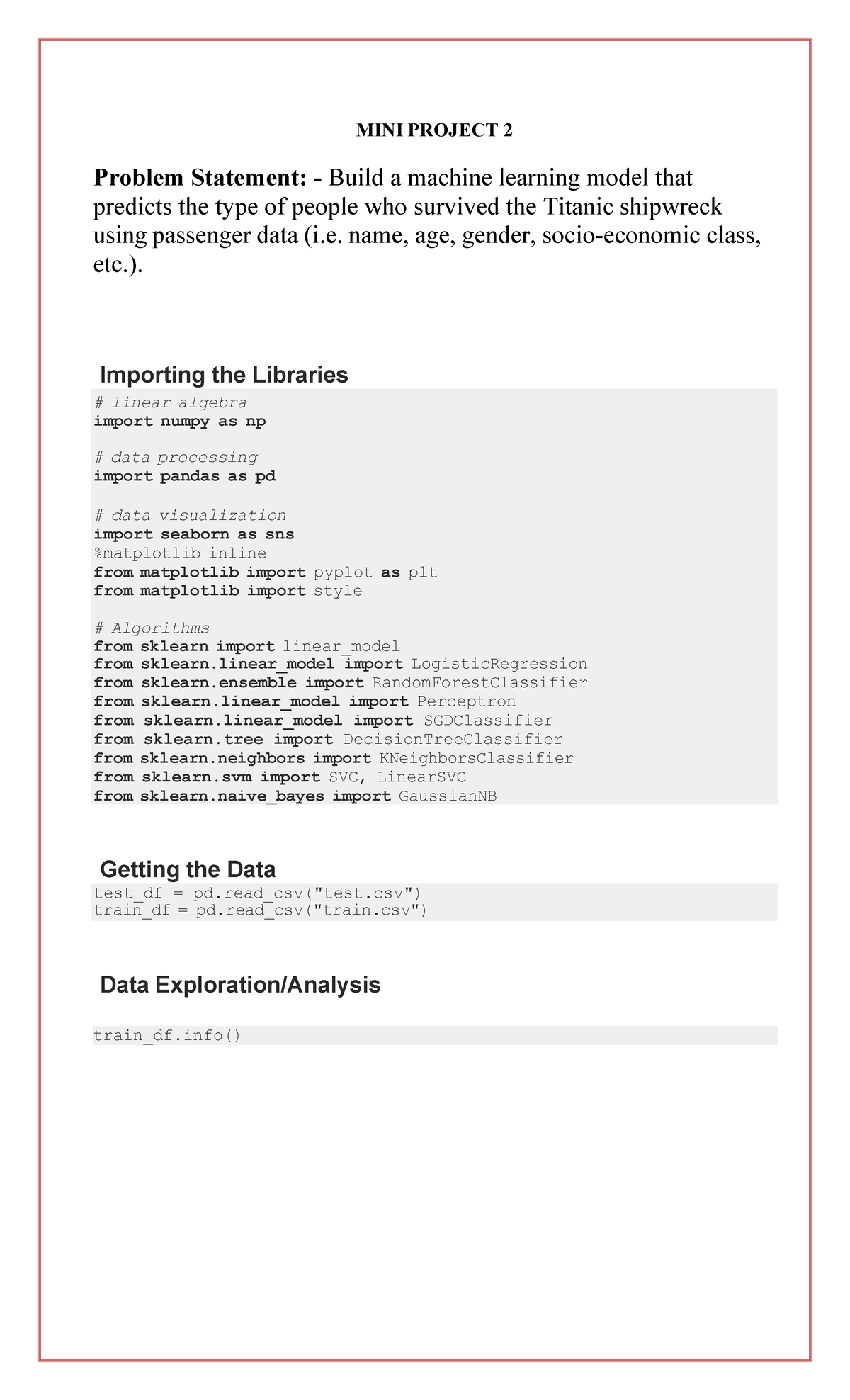 ML MINI Project - goood - # linear algebra import numpy as np # data processing import pandas as ...