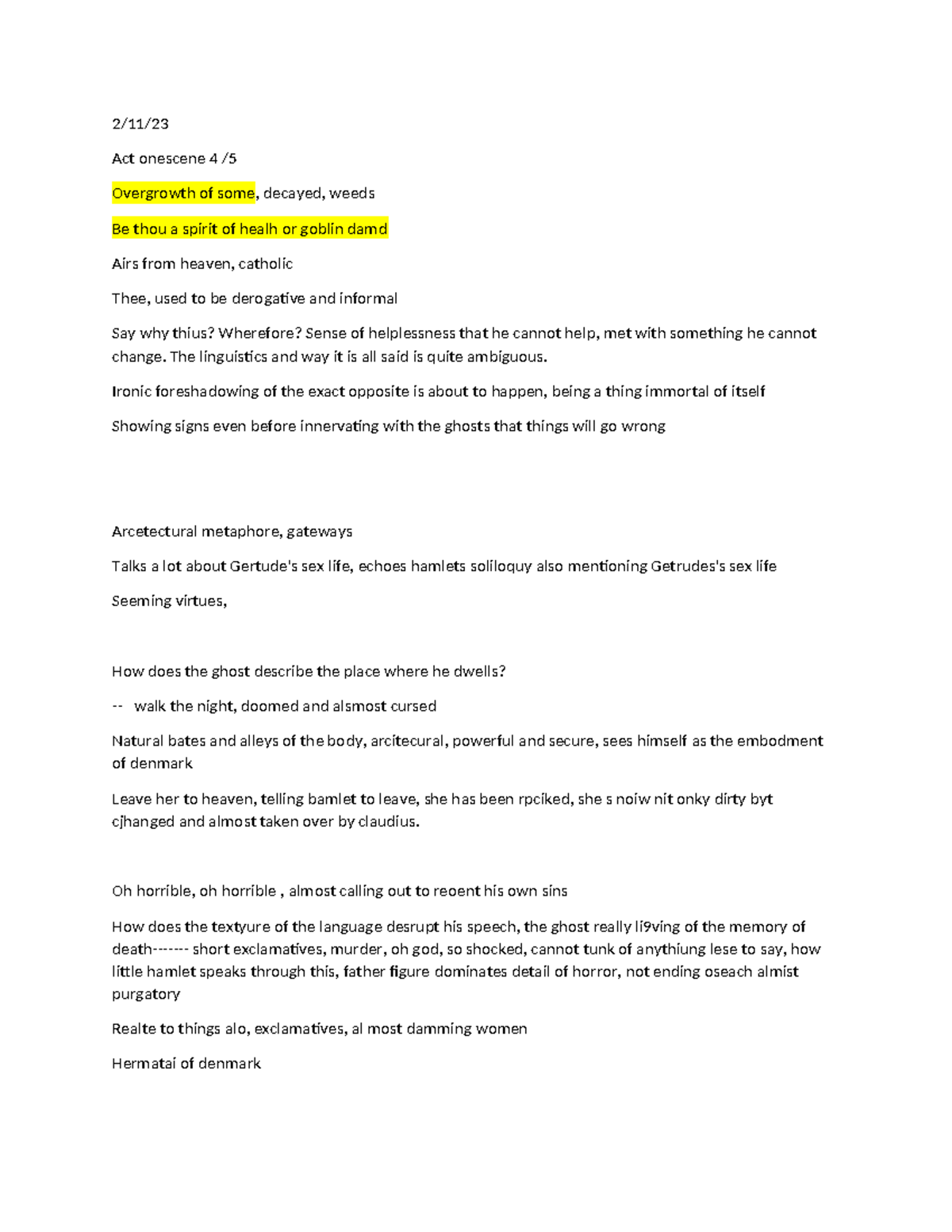 Act one-scene 4hamlet - 2/11/ Act onescene 4 / Overgrowth of some ...