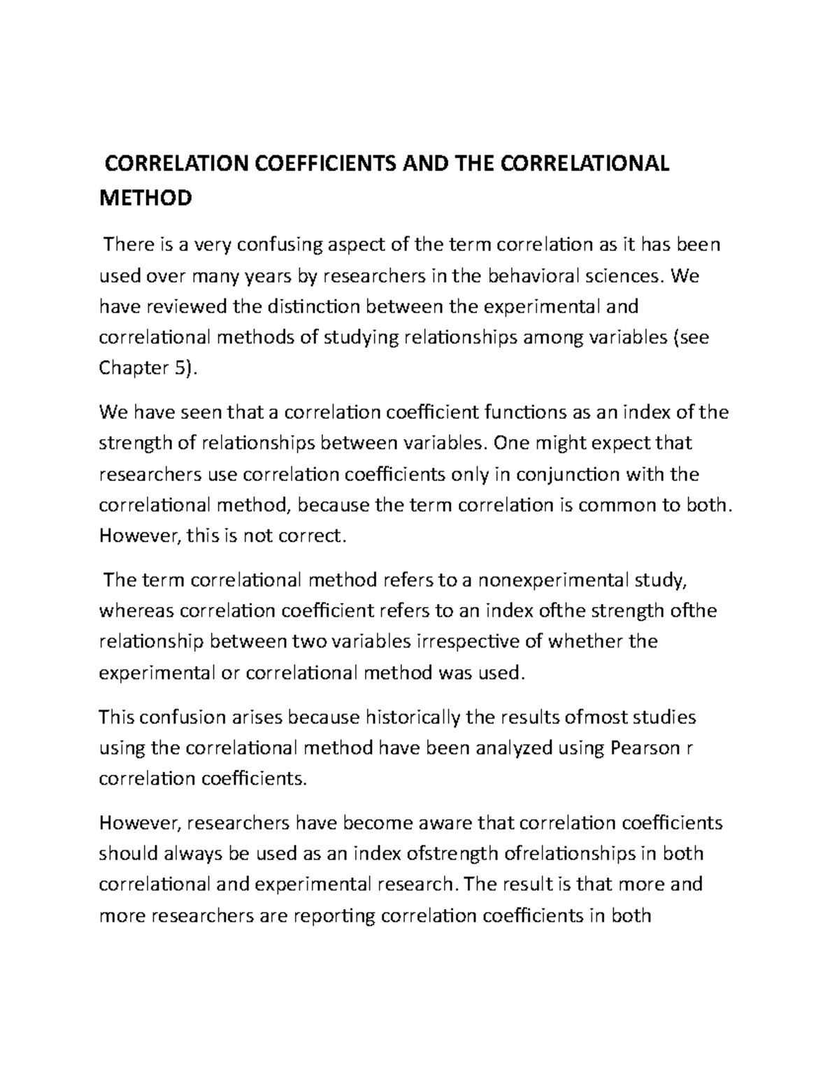 Correlation Coefficients AND THE Correlational Method - CORRELATION COEFFICIENTS AND THE - Studocu
