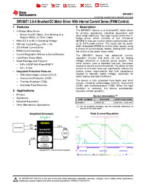 Drv8873 - 4 to 38 V DRV H-Bridge Driver PWM Monitor Current Regulation ...