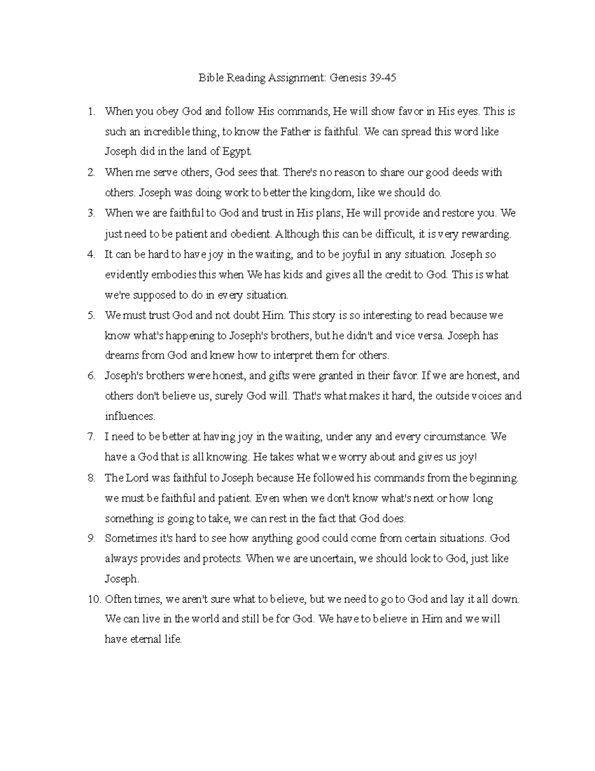 Bible Reading Assignment - This is such an incredible thing, to know ...