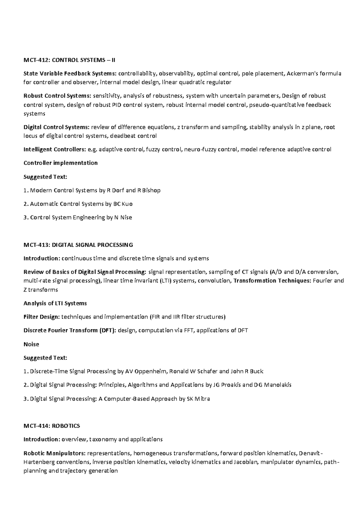 7sem - know - MCT-412: CONTROL SYSTEMS – II State Variable Feedback Systems: controllability ...
