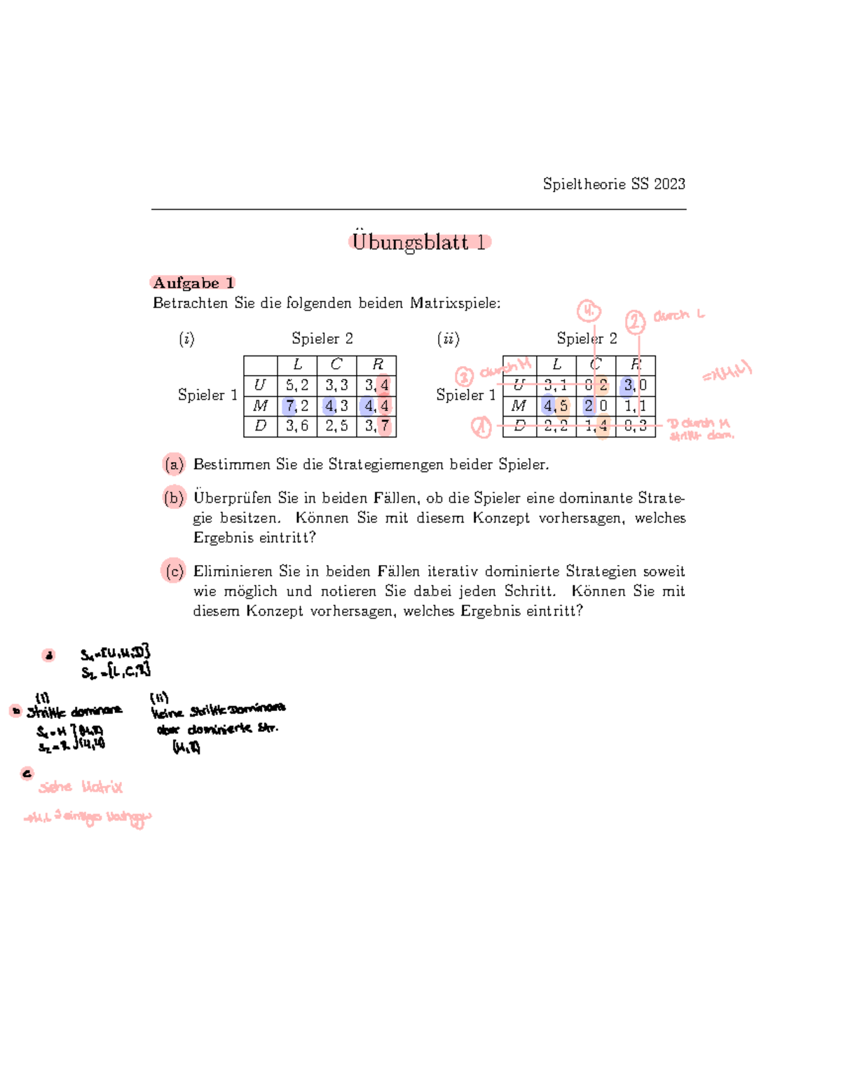Spieltheorie Übungsblatt 1 - Prof. J ̈org Oechssler Spieltheorie SS ...