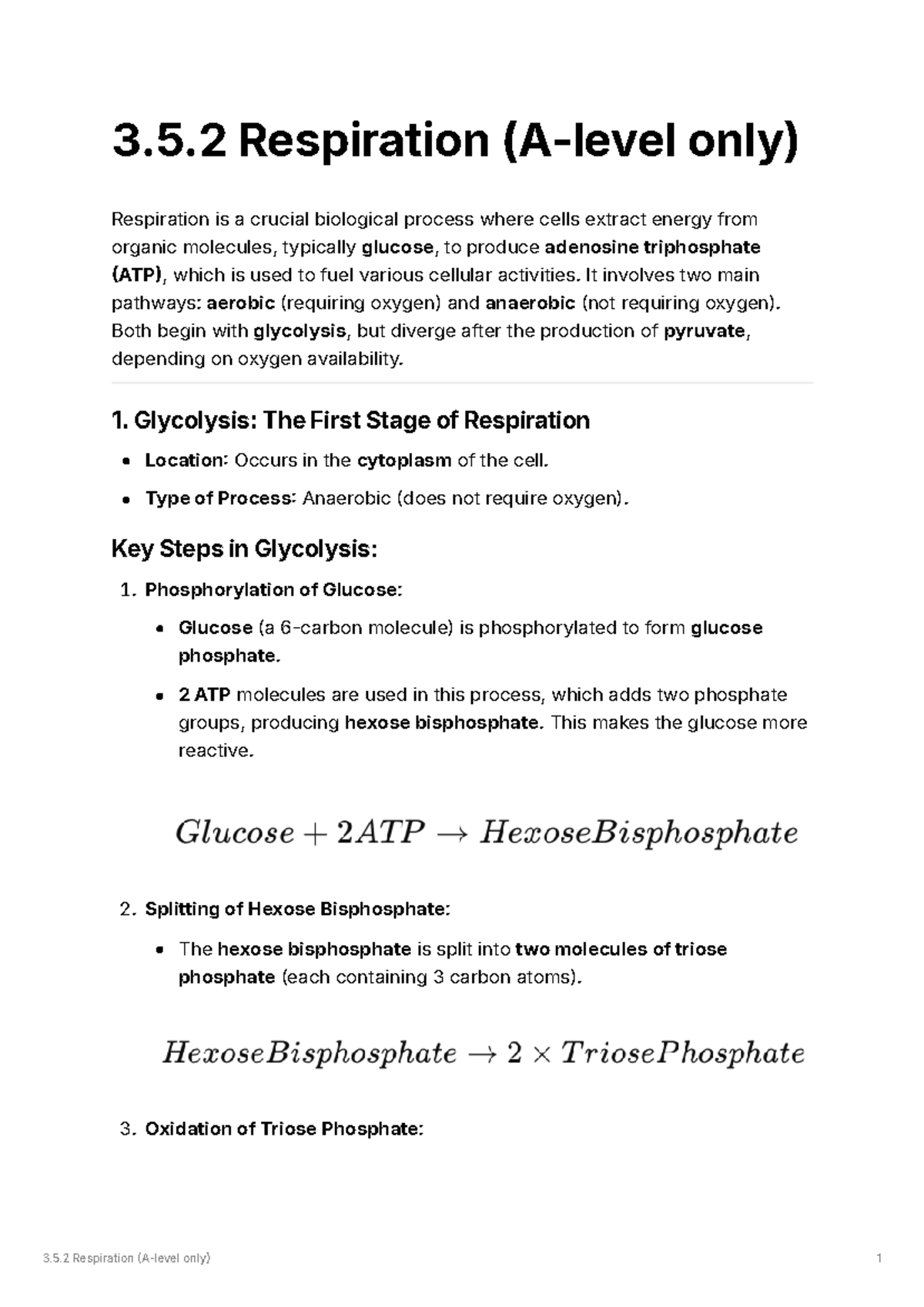 3.5.2 Respiration (A-level only) - 3.5 Respiration (A-level only ...