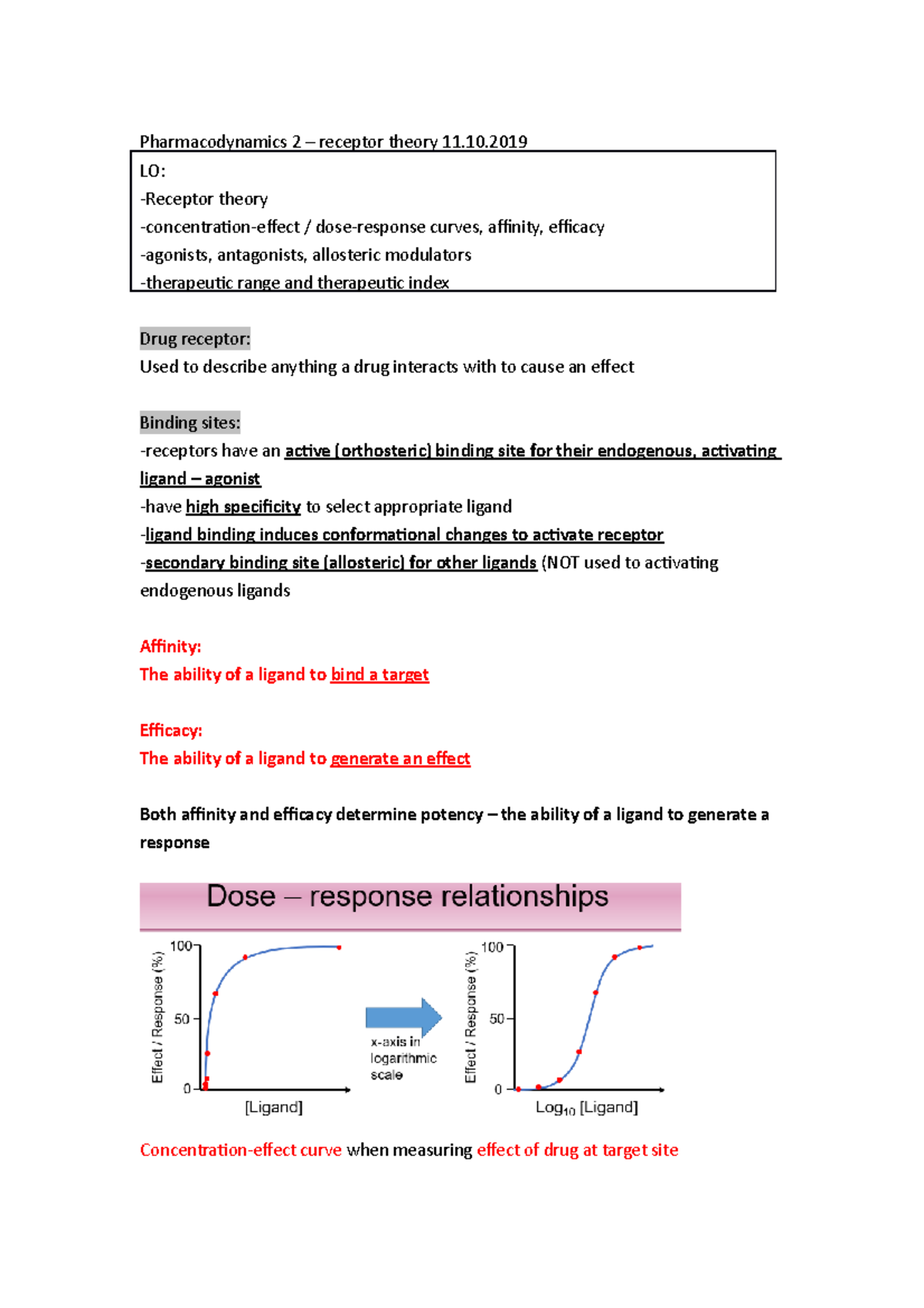 Pharmacodynamics 2 - Basic pharmacology theory ISCM core block notes ...