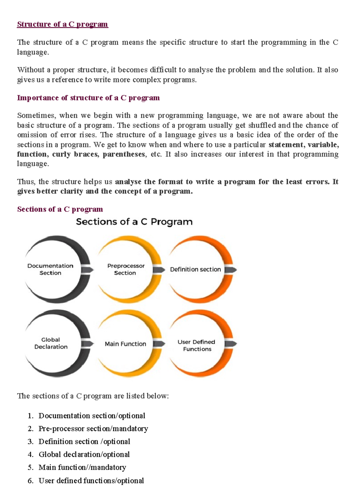 Lecture 2 Structure Of A C Program Lecture 2 Structure Of A C Program The Structure Of A C