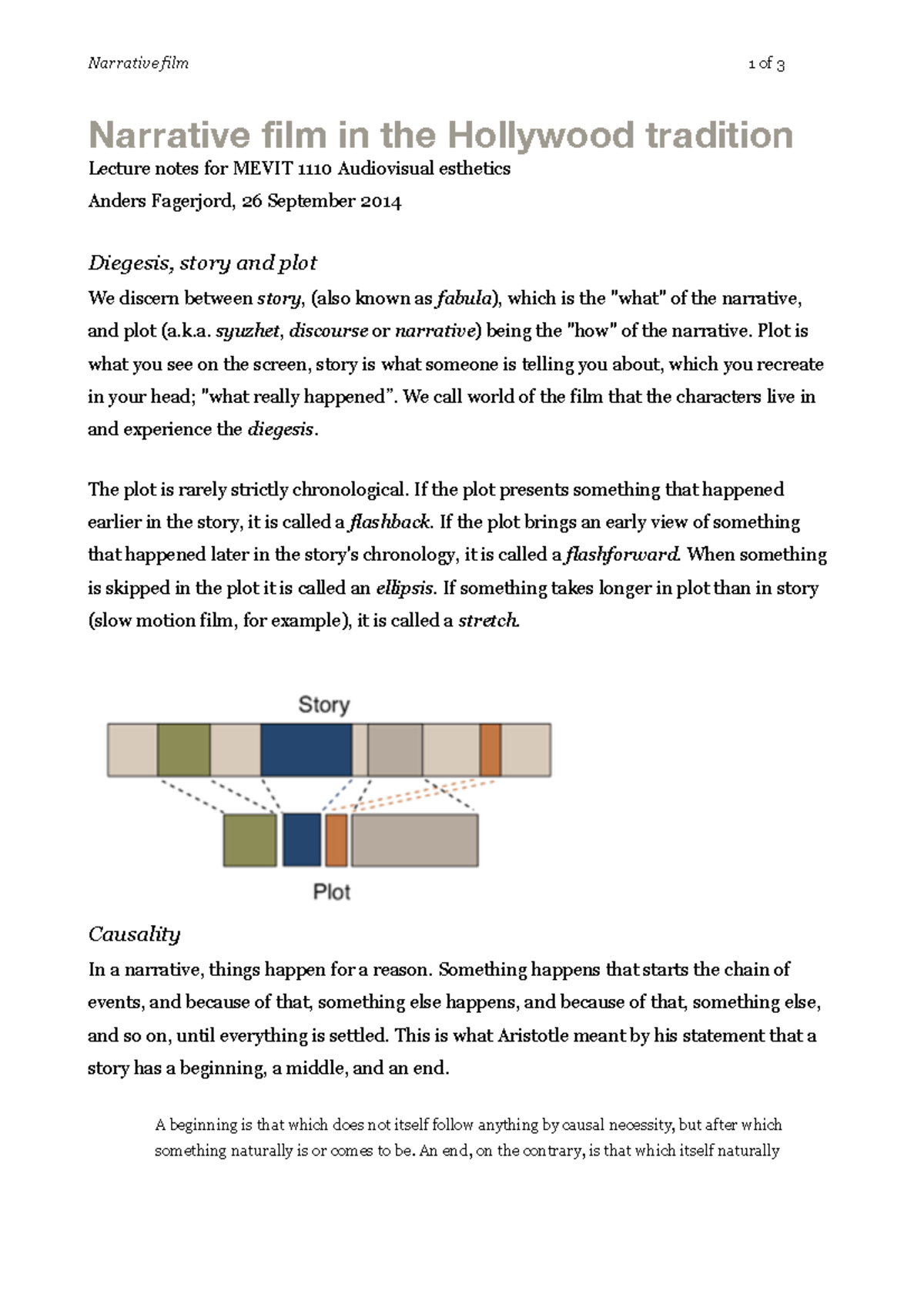 Narrativehandout 2014 film studies - Narrative film! 1 of! 3 Narrative ...