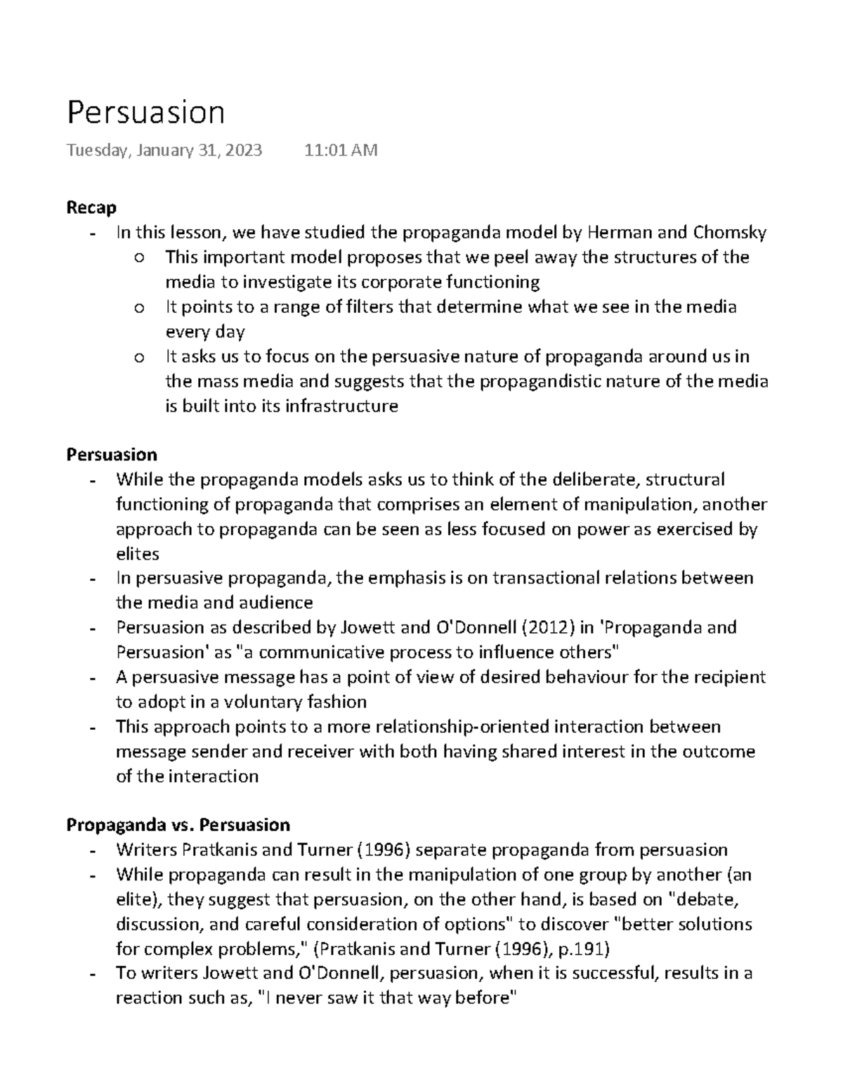 L3 - Persuasion - Recap In this lesson, we have studied the propaganda ...