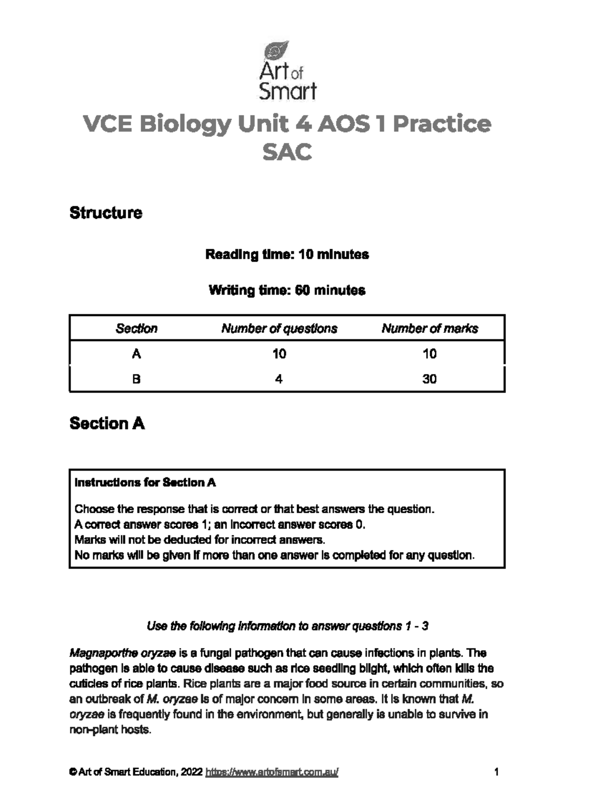 Biology prac sac unit4 - about bio unit 4 idk - Artof Smart VCE Biology ...