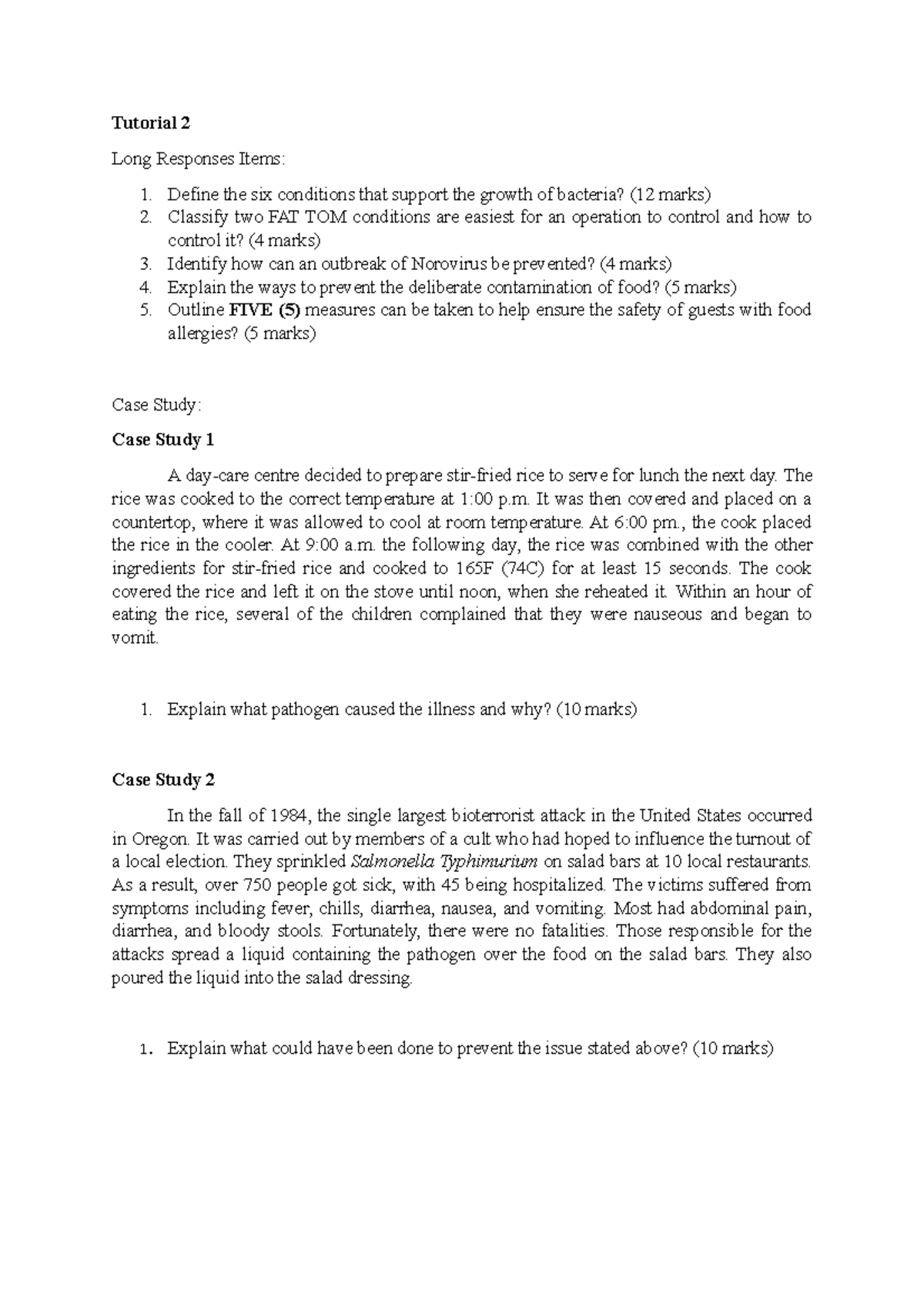 Tutorial 2 Question Notes From Lecture Tutorial 2 Long Responses