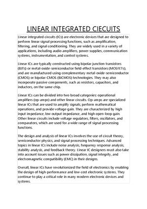 Linear Integrated Circuits - LINEAR INTEGRATED CIECUITS Linear ...