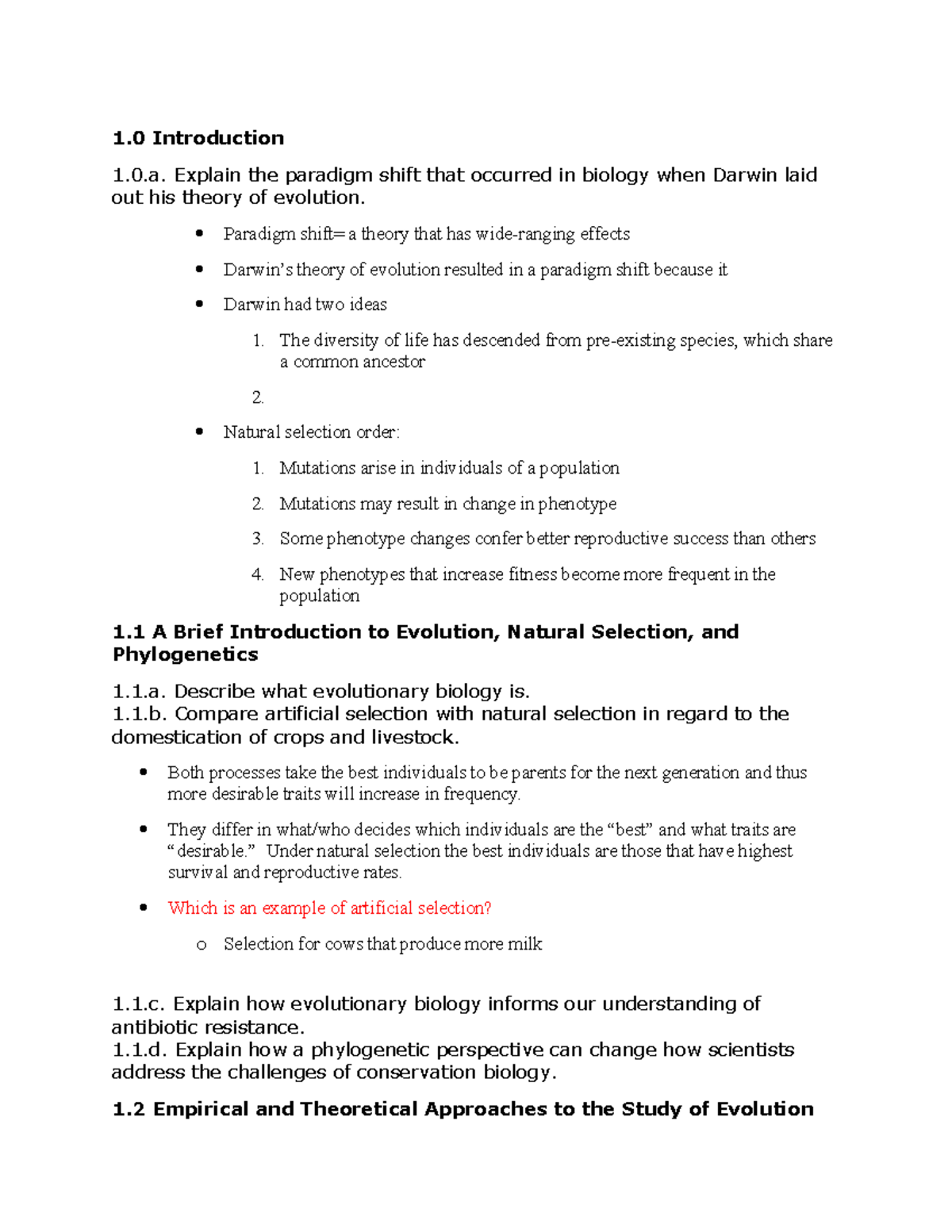 Evolution Chp 1 objectives - 1 Introduction 1.0. Explain the paradigm ...