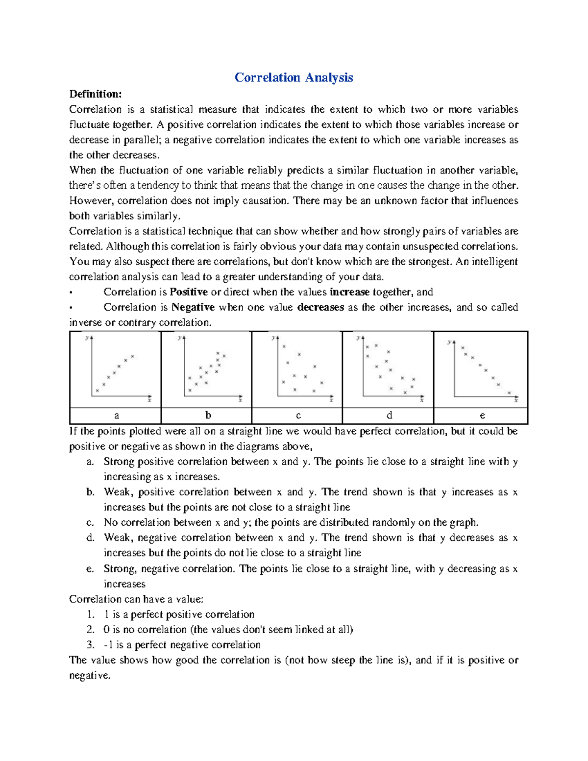 Correlation-Analysis - Correlation Analysis Definition: Correlation is a statistical measure ...