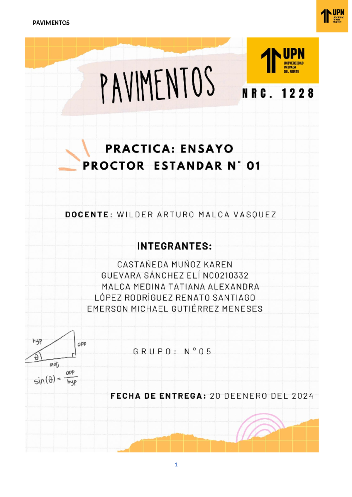 Ensayo Compactación Proctor Estandar - Grupo 05 - ENSAYO COMPACTACIÓN ...