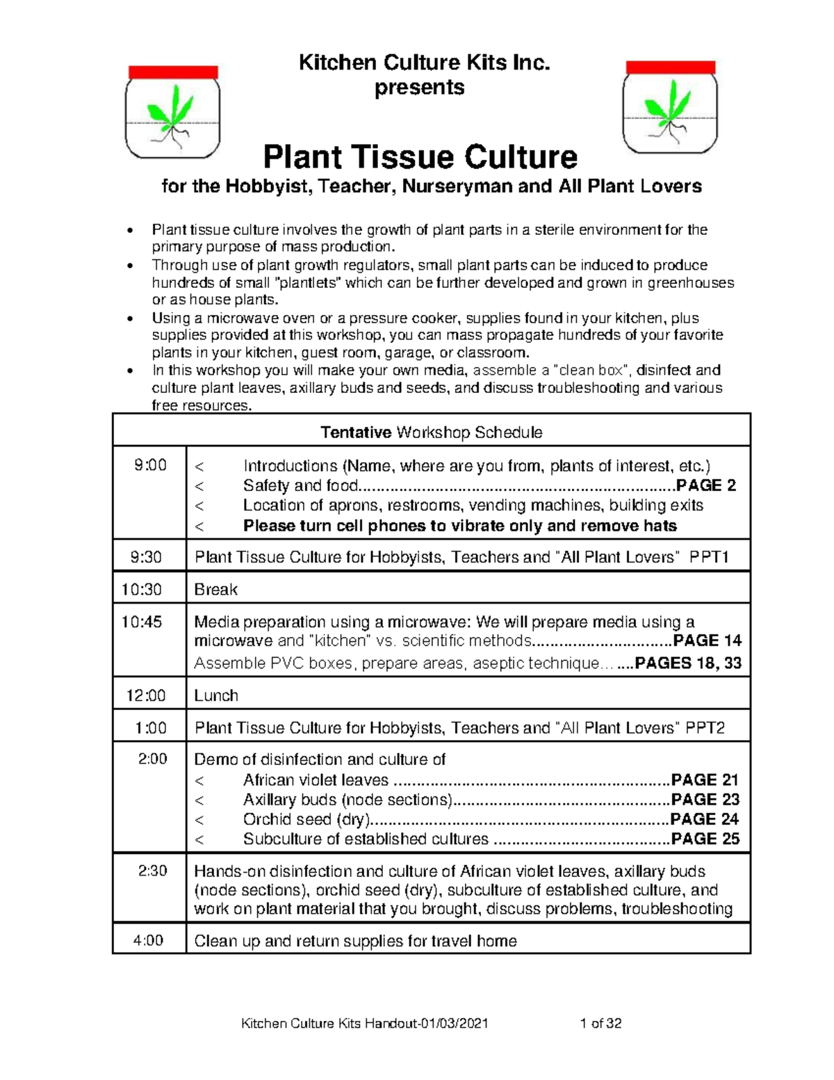 Tissue Culture Matters - Kitchen Culture Kits Inc. ####### presents ...