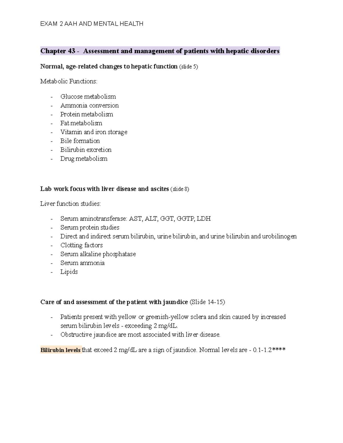AAH exam 2 - advanced adult health exam - Chapter 43 - Assessment and ...