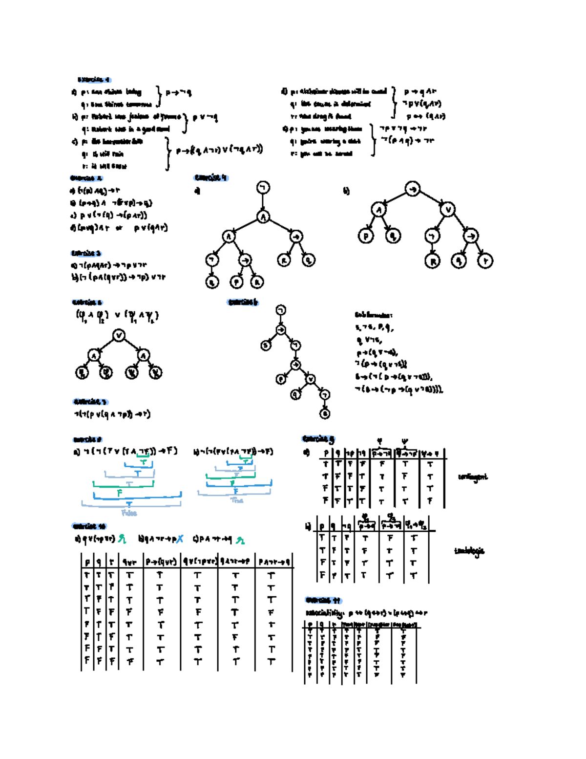 Logic worksheet 1 and 2 - exerciser a p sunshinestoday p q d p ...