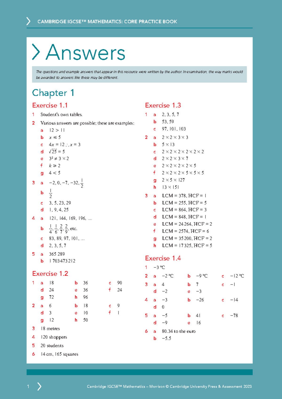 Igcse maths 3ed core practice book answers - Answers The questions and ...