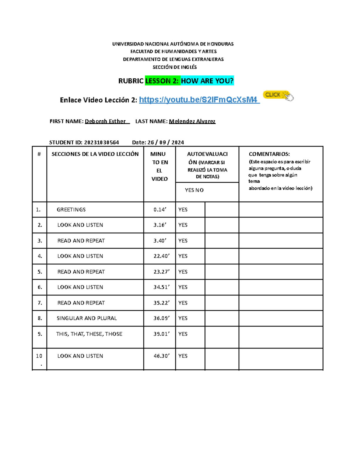 Melendez Deborah U1T2a6.pdf - UNIVERSIDAD NACIONAL AUTÓNOMA DE HONDURAS FACULTAD DE HUMANIDADES ...