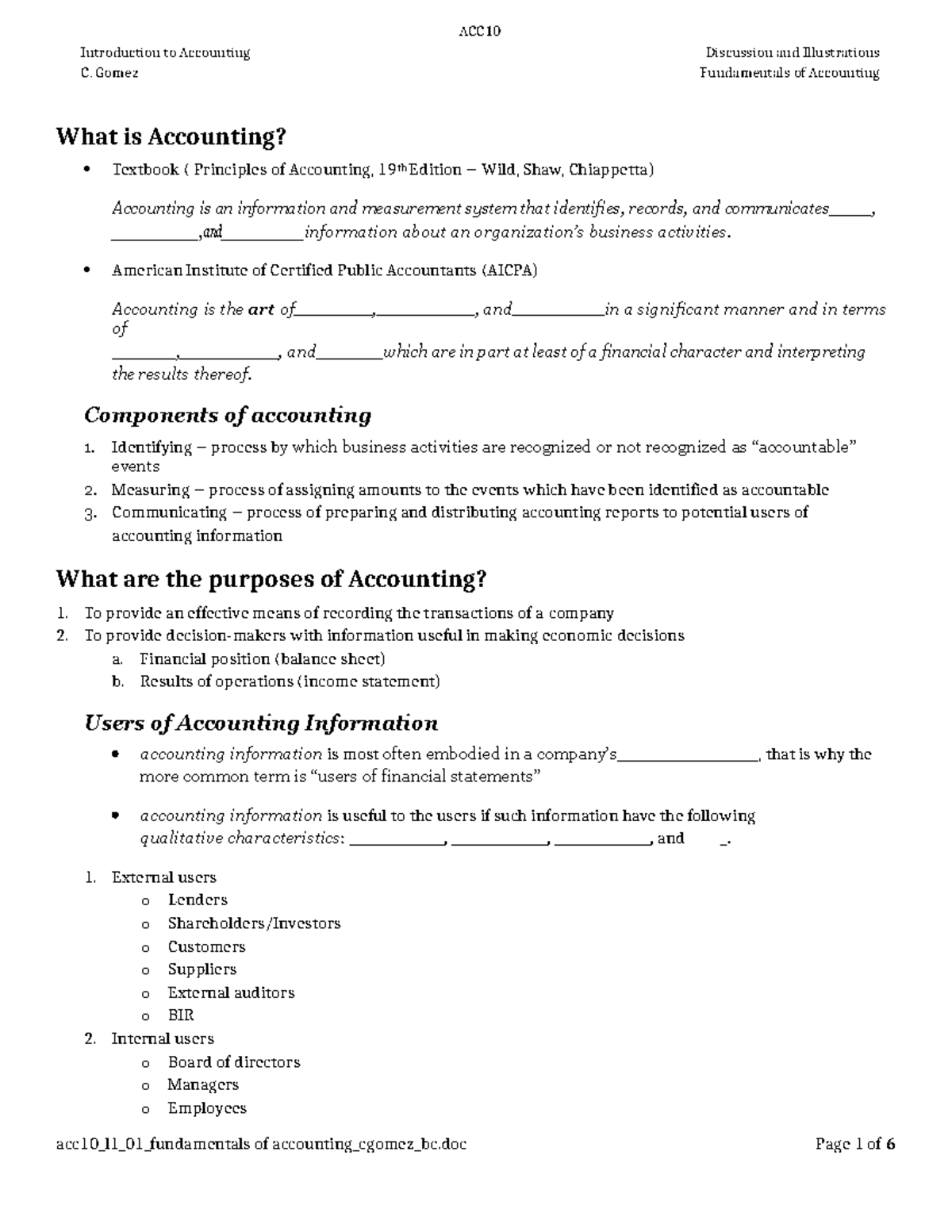 59614414 Lesson 1 Handout 1 Fundamentals of Accounting converted - ACC ...