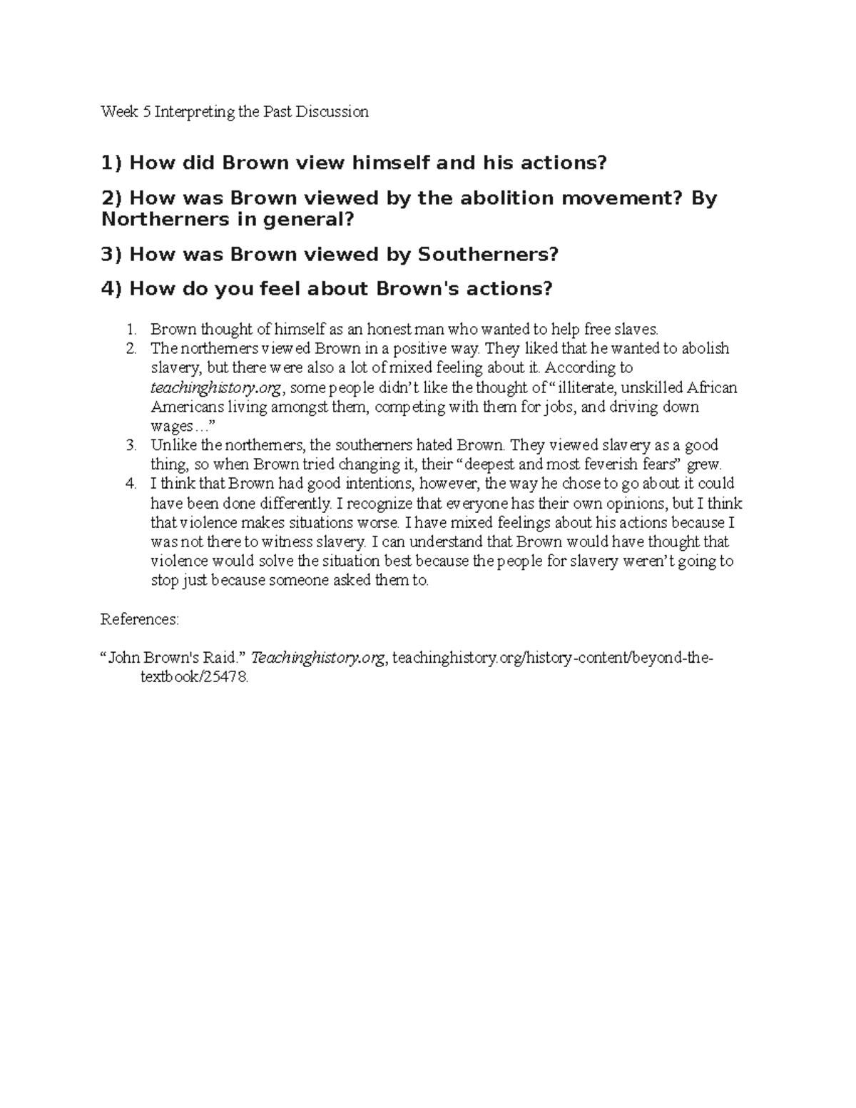 Week 5 Interpreting the Past Discussion - Week 5 Interpreting the Past ...