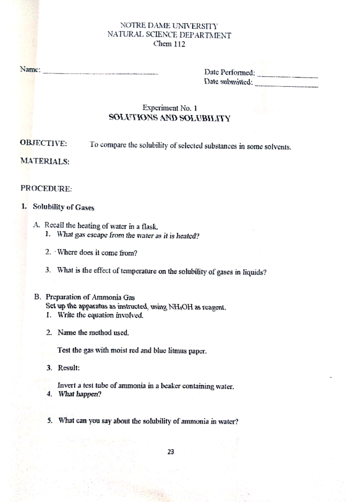 CHEM 1101B Lab 1 - lab exercise - engineering - Studocu