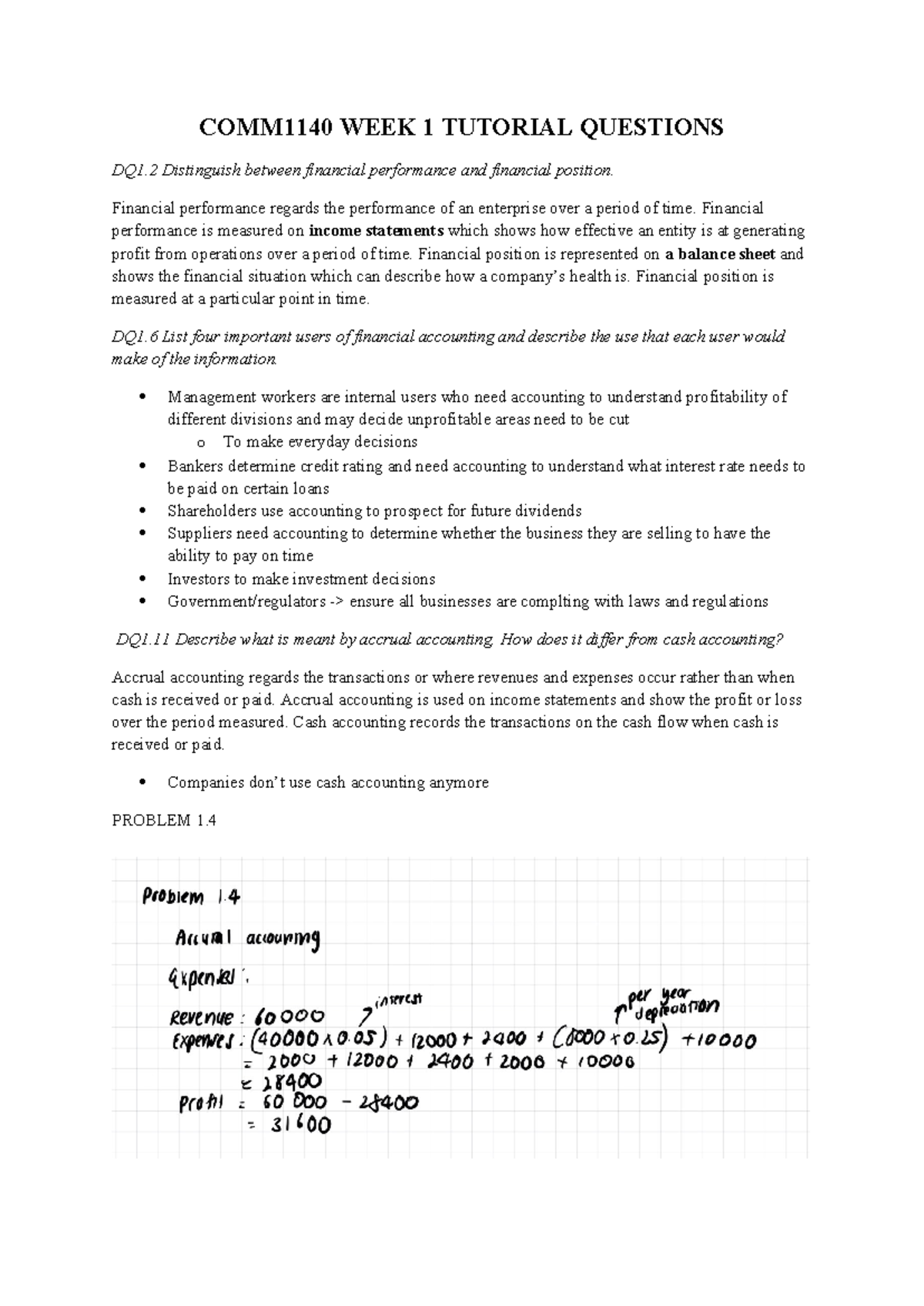 COMM1140 WEEK 1 Tutorial Questions - COMM1140 WEEK 1 TUTORIAL QUESTIONS DQ1 Distinguish between ...