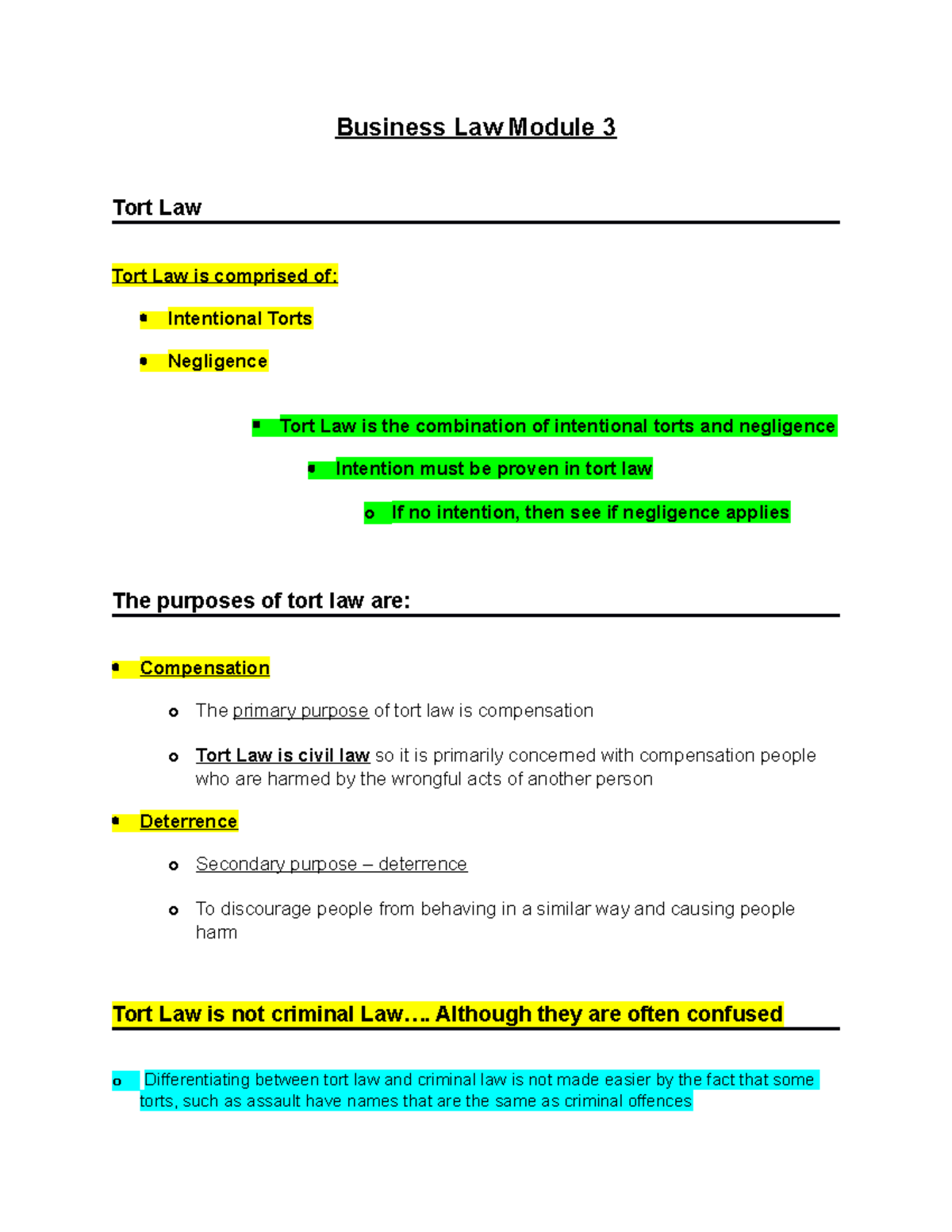 Business Law Module 3 - Pretty much just lecture notes - Business Law ...