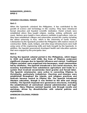 STS - NOTES - BANTES, JACKIELENE V. BS PSYCH 2 SPANISH COLONIAL PERIOD ...