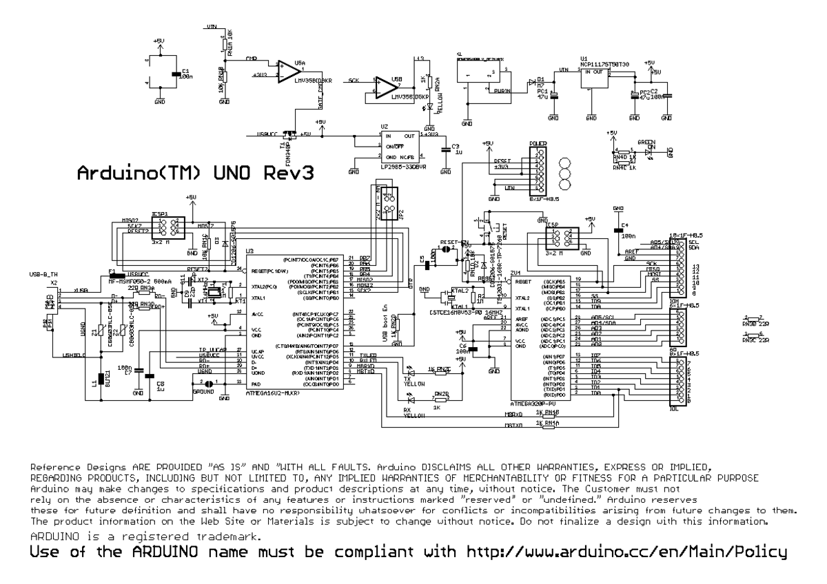 2-Arduino Uno Rev3-schematic - 8 GNDVCC 1 RESET 32 AVCC 3 GND 33 PAD 24 RESET(PC1/DW) 27 UCAP 28 ...