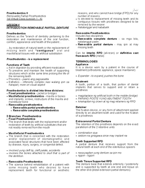 Prostho Week 3 - Diagnosis - Scientific evaluation of cases and ...